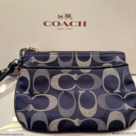 Coach | Bags | Coach Signature C Design Wristlet Wallet Navy Ivory ...